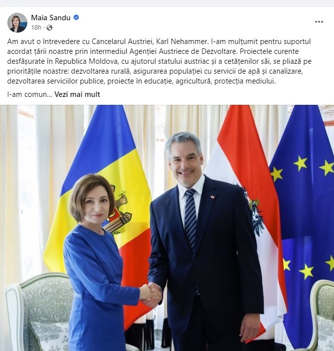 Ce a discutat Maia Sandu cu Karl Nehammer la Salzburg despre sprijinul ...